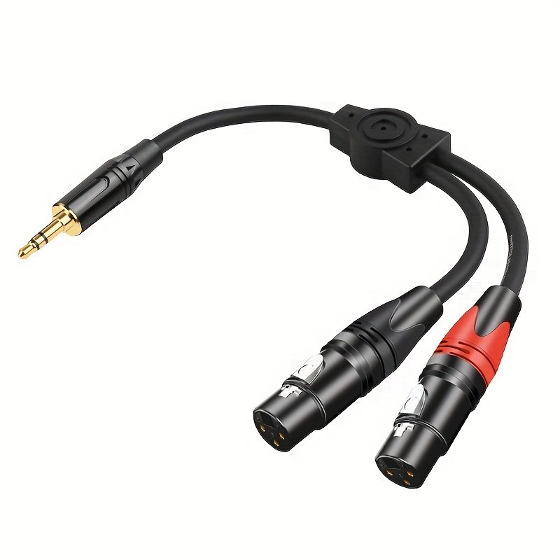 Профессиональный аудиокабель 3.5mm на 2x XLR (мама) с позолоченными контактами, из чистой меди, без шумов, плотный бас, высокая точность звука, 2 м