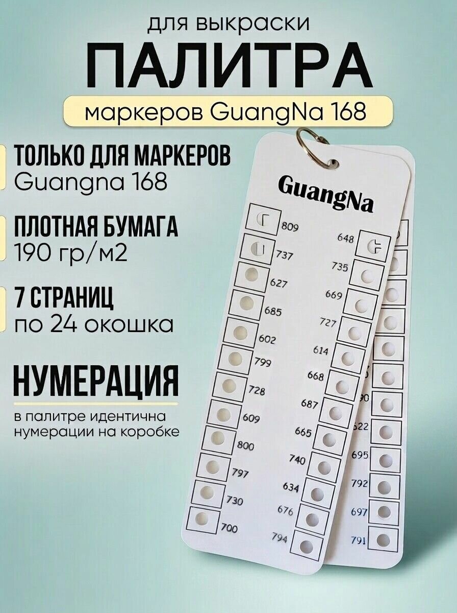 Палитра для выкраски набора маркеров GuangNa 168