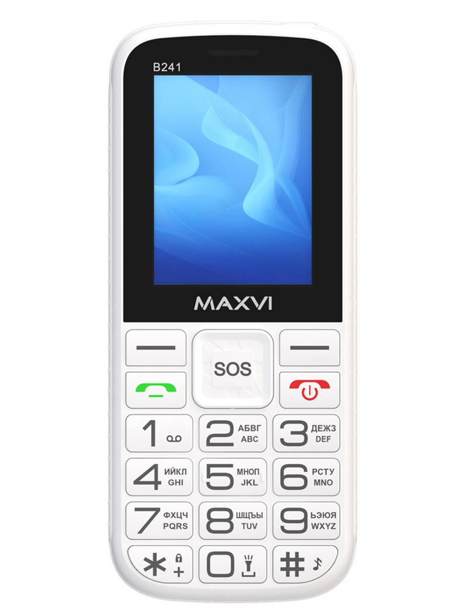 Мобильный телефон Maxvi B241 Белый 2 sim 2.4″ TFT 2G 2300 mAh