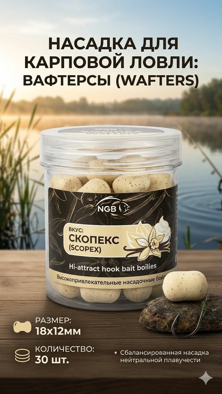 NGB Бойлы нейтральные Wafters Scopex18x12 30шт