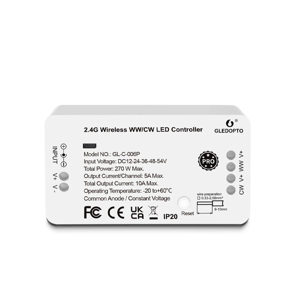 GLEDOPTO 2.4G WWICW LED контроллер 12-54V