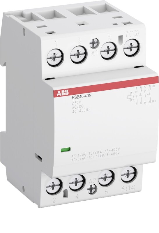 1SAE341111R0140; Контактор ESB40-40N-01 модульный (40А АС-1, 4НО), катушка 24В AC/DC ABB