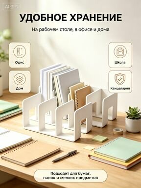 Подставка для книг и учебников. Органайзер для книг, документов и канцелярий. Для офиса и дома. настольная для бумаг для учебы
