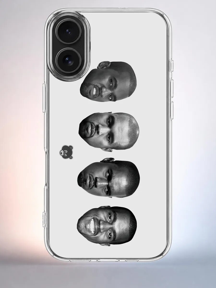 Чехол iPhone 16 лица коллаж силиконовый прозрачный