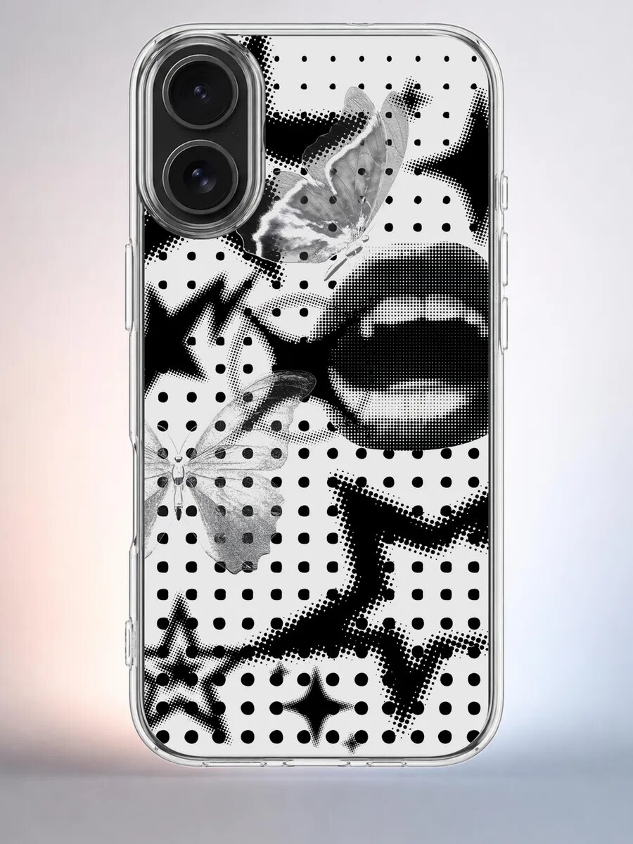 Чехол iPhone 16 поп-арт точки силиконовый прозрачный