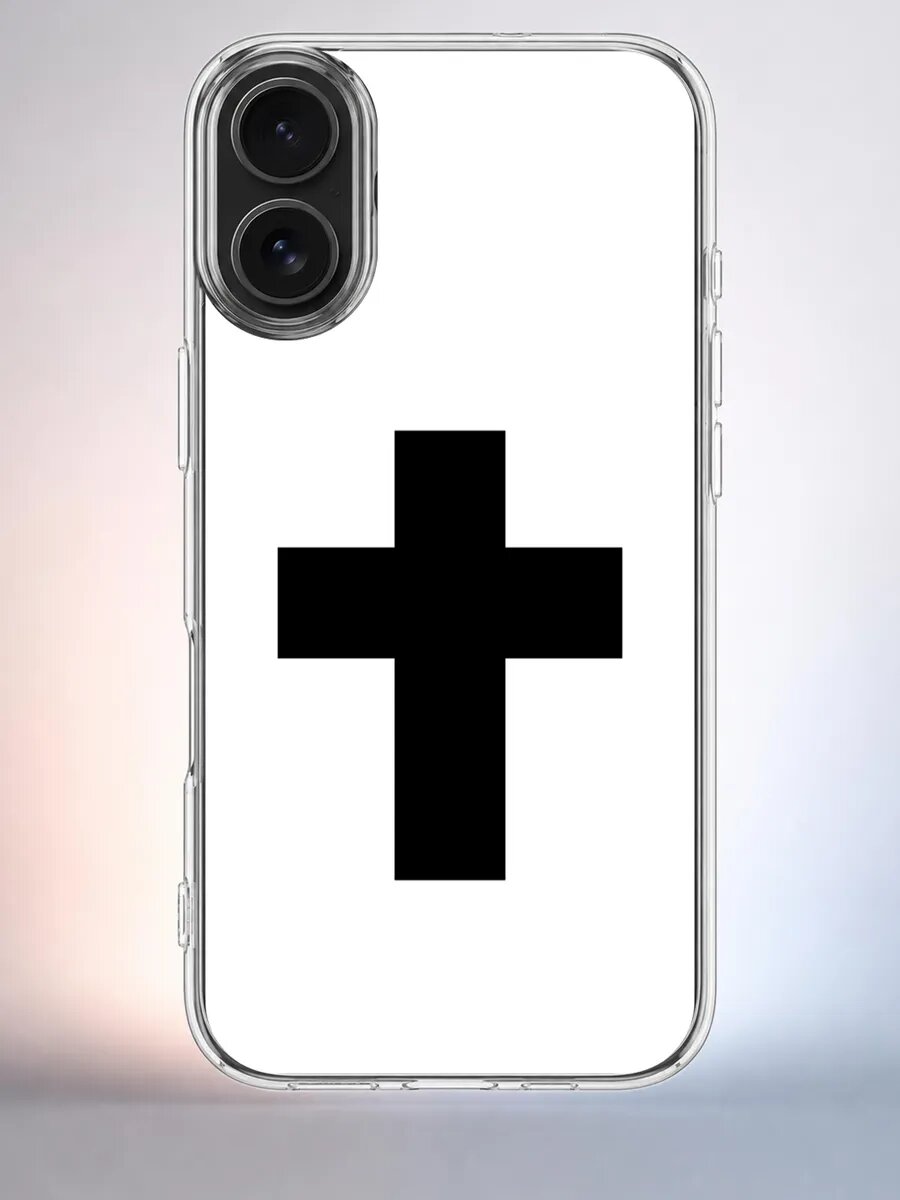 Чехол iPhone 16 крест силиконовый прозрачный