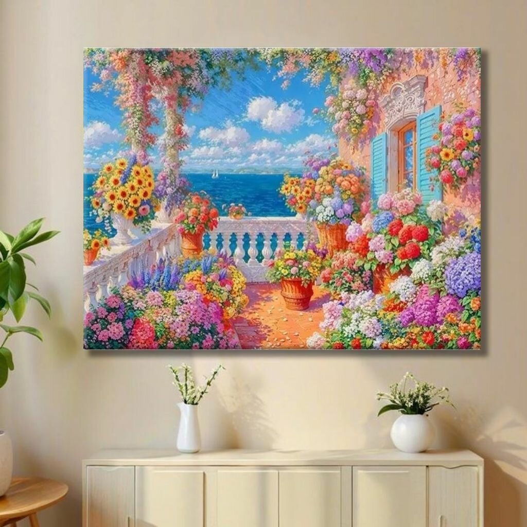 Картина по номерам 50x40 с рамкой, антистресс раскраска для взрослых