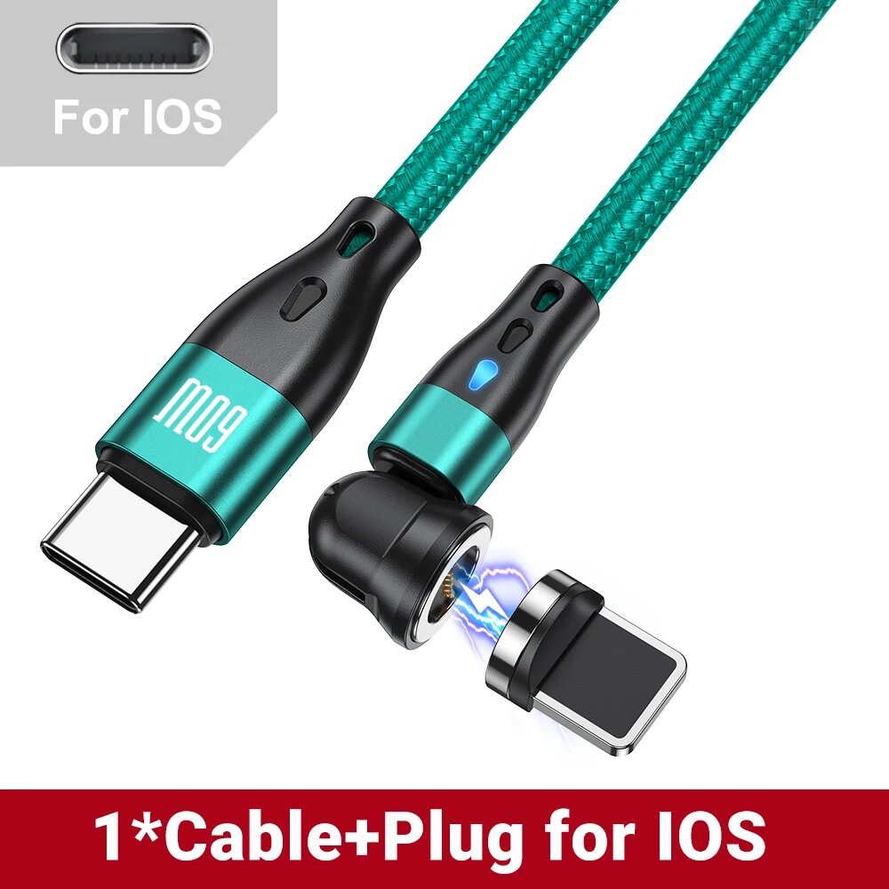Магнитный кабель USB-C - Lightning, 1м, Green for iPhone