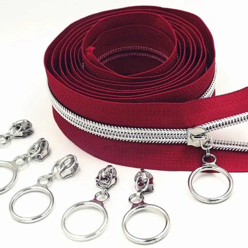 Молния красная 2 метра с 4 слайдерами, silver wine red