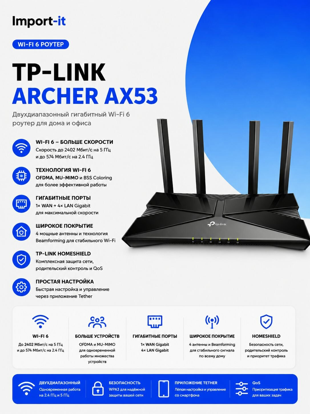 Wi-Fi Роутер TP-Link Archer AX53