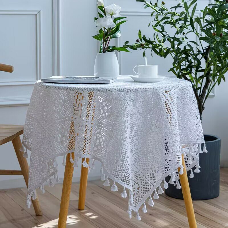 Винтажные вязаные крючком скатерти, кружевные салфетки，90X90cm