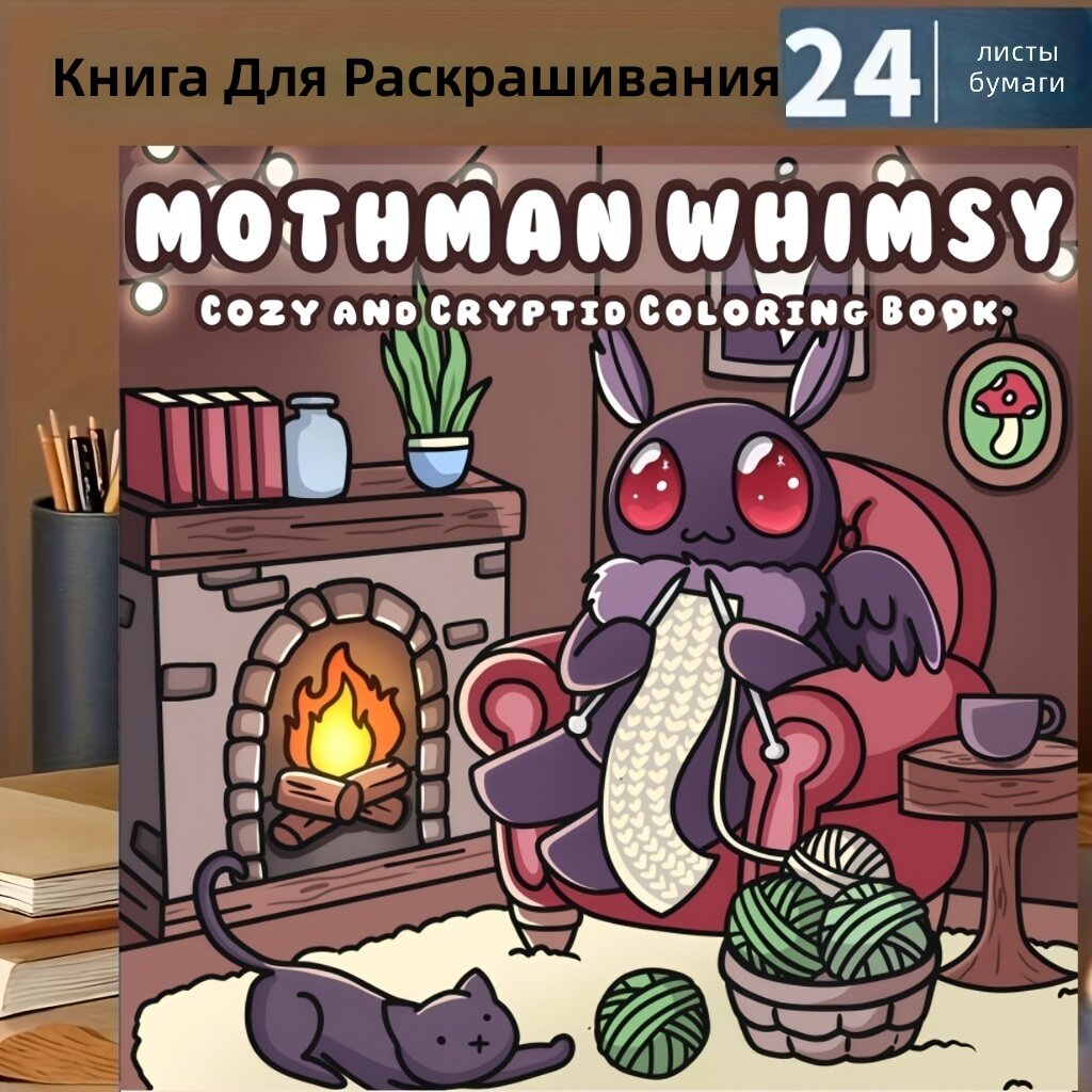 Книга-раскраска для взрослых и подростков с изображениями таинственных существ, жутких легенд и загадочного искусства: 24 эксклюзивные иллюстрации Мотмена и его фантастического мира