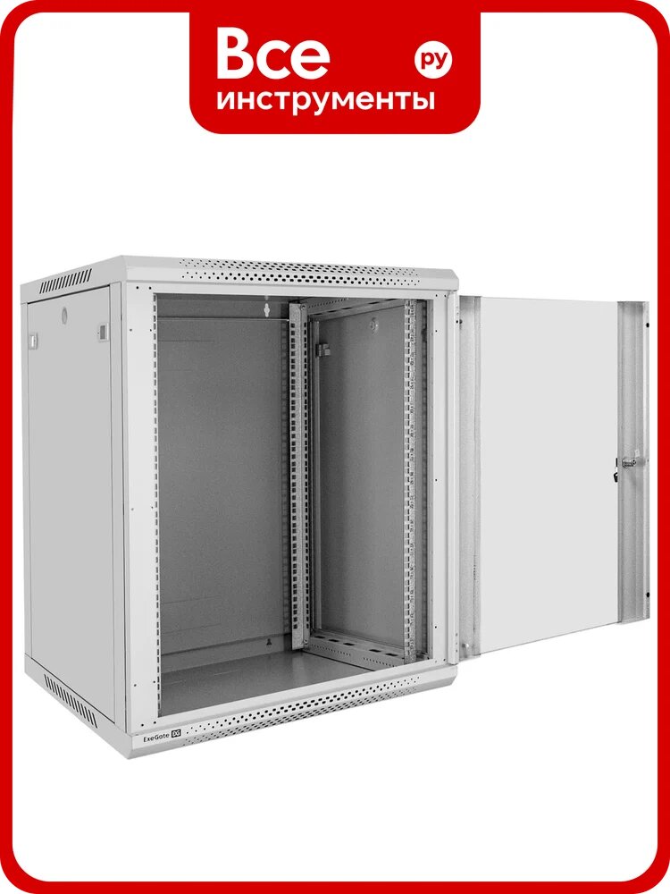 Шкаф телекоммуникационный ExeGate 19 настенный 15U EC-WM-15U.600. G. GREY 19”, 15U, 600x600x769mm ШхГхВ , передняя дверь закаленное стекло, съемные боковые панели 300267