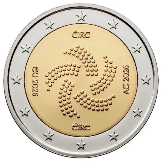 Монета 2 евро 2026 год. Председательство в Совете ЕС. Ирландия