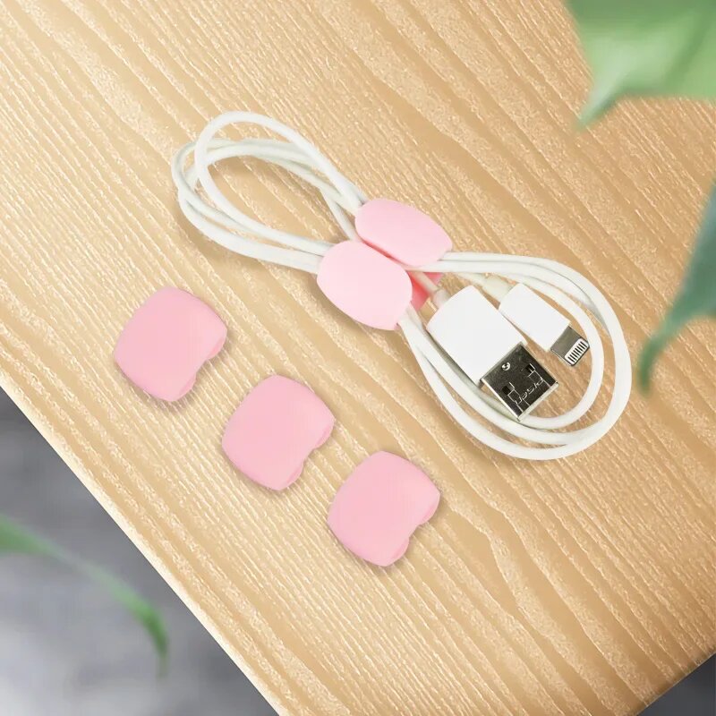 Кабельная катушка силиконовая 4 шт Розовый, Light pink