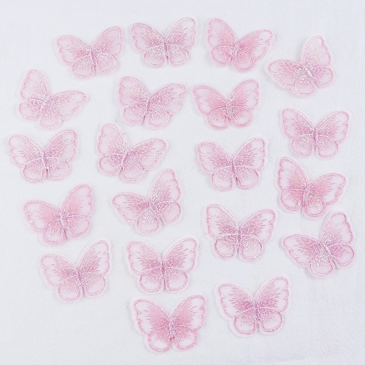 Кружевные бабочки-аппликации 20 шт. Розовый, Pink
