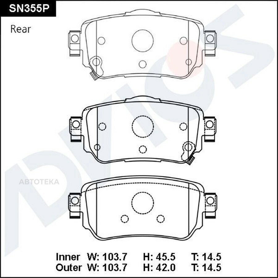 Дисковые тормозные колодки ADVICS задние ADVICS SN355P