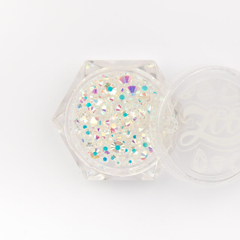 Стразы стеклянные прозрачные AB голография MIX CLEAR (микс размеров) Zoo Nail Art 200 шт №1235