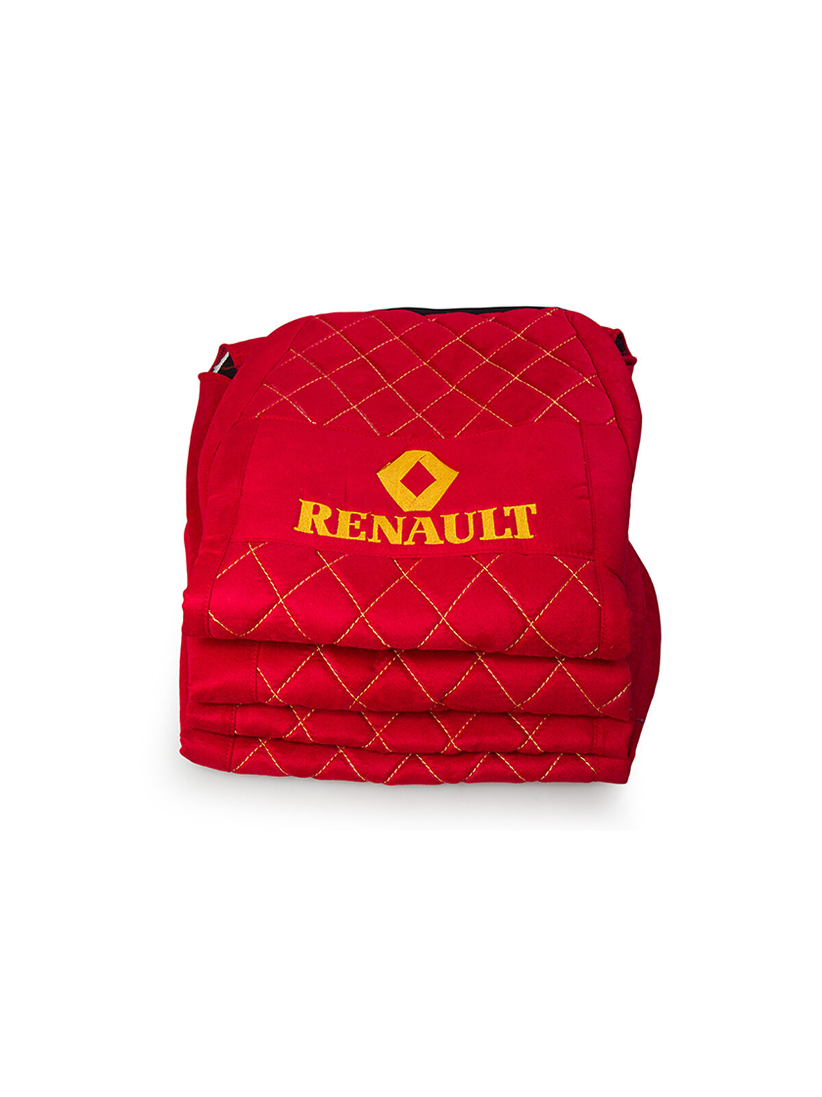 Чехлы на сиденья стеганые для RENAULT PREMIUM 2007 восток (1 ремень) 2 высоких сиденья.(с подлокотником). Цвет красный. (Alicante) Производство Россия (18665)