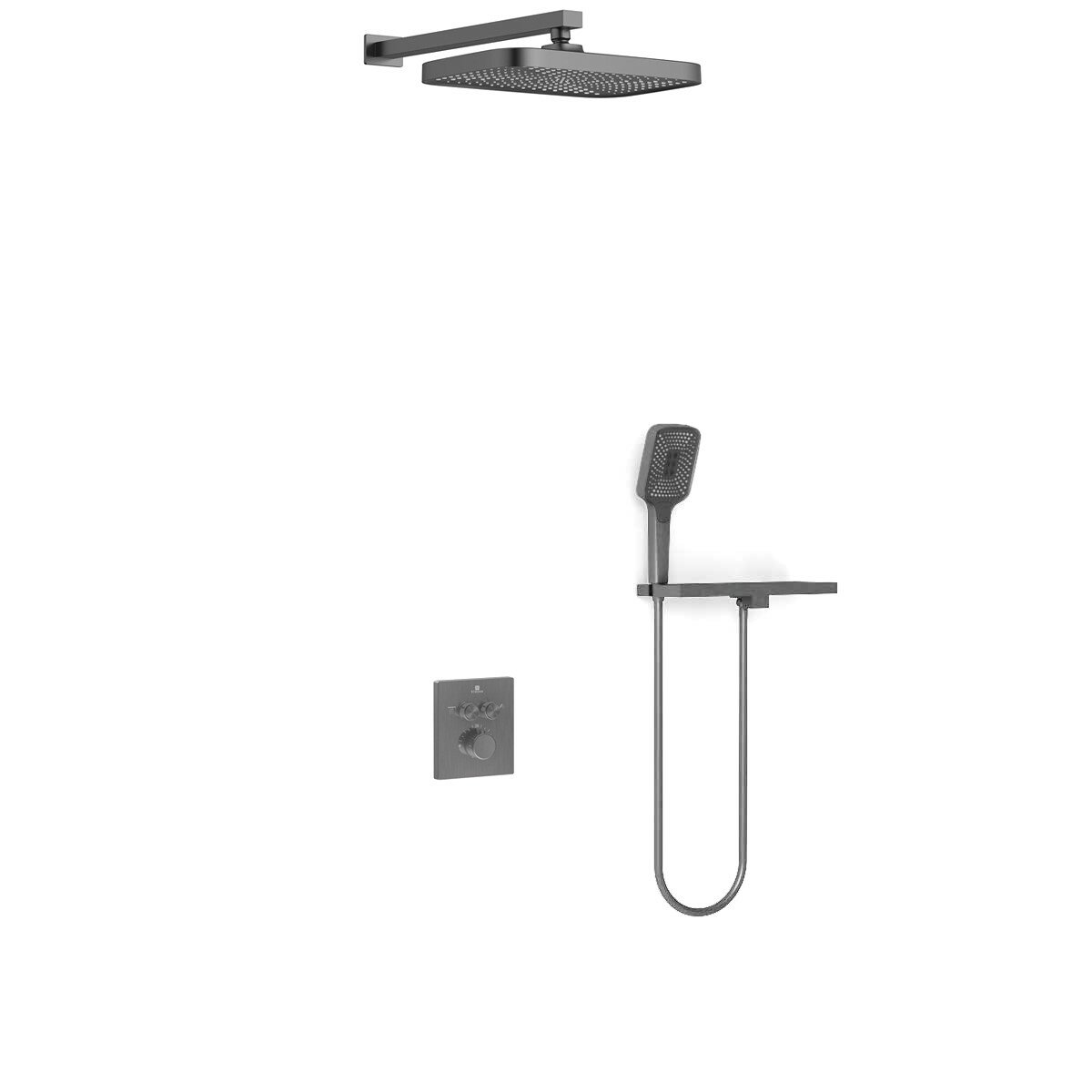 Душевой комплект Vincea (Винчея) VSFW-321MT1RGM встраиваемый, термостат, двухрежимный, вороненая сталь