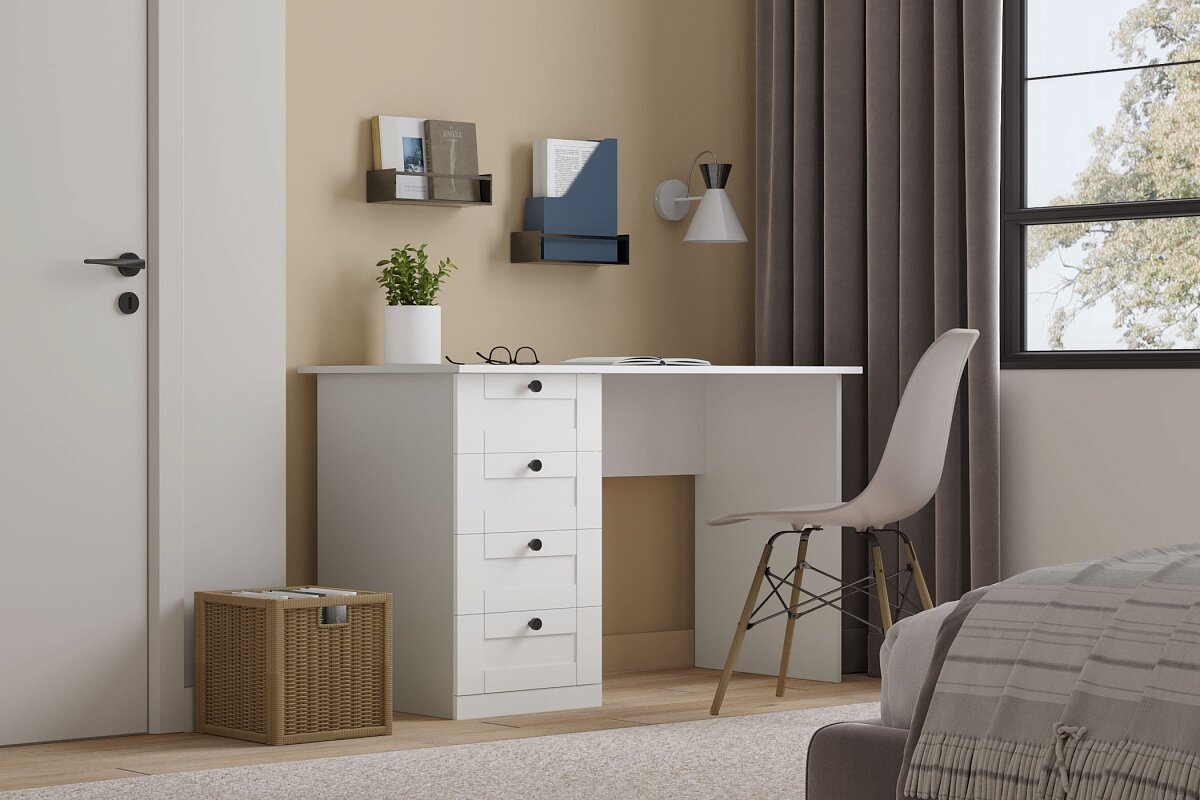 Письменный стол МебельЛэнд24 София РАХ - 1 МДФ Белый 120x60x75