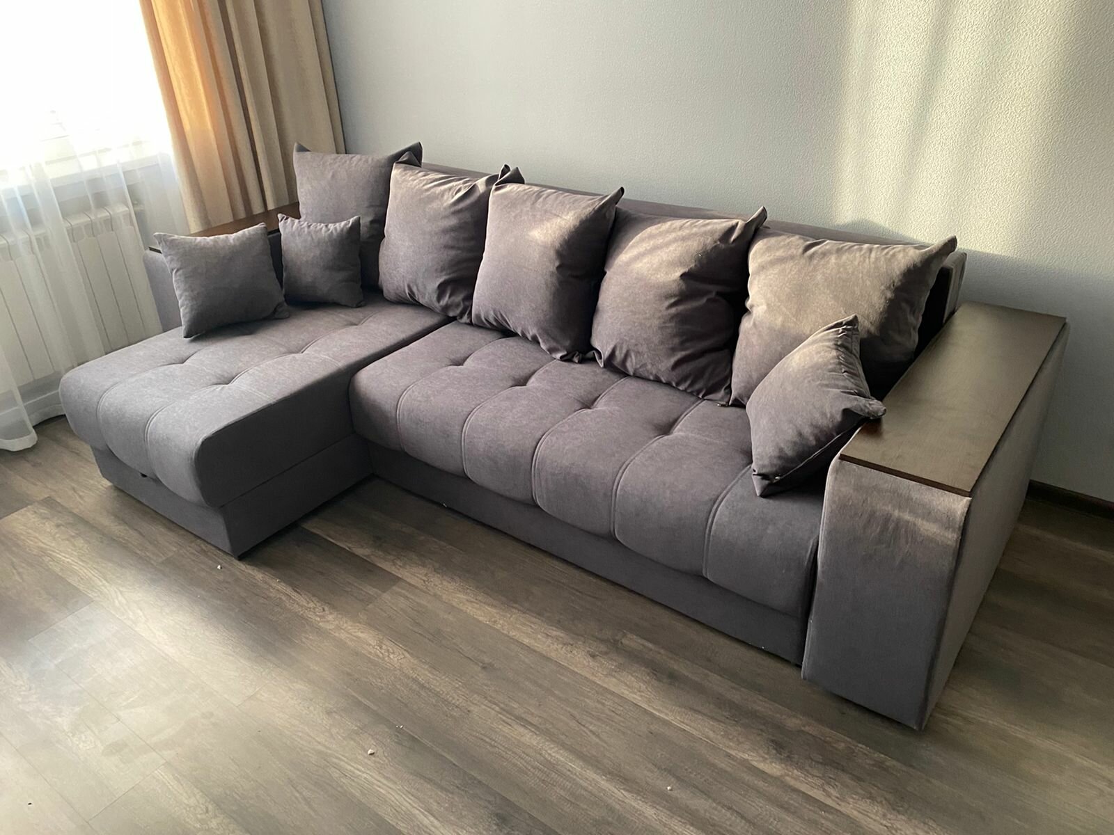 Диван угловой Дубай, 300х160х85см, наполнитель пружинный блок, ящик для белья, левый угол, RS-33