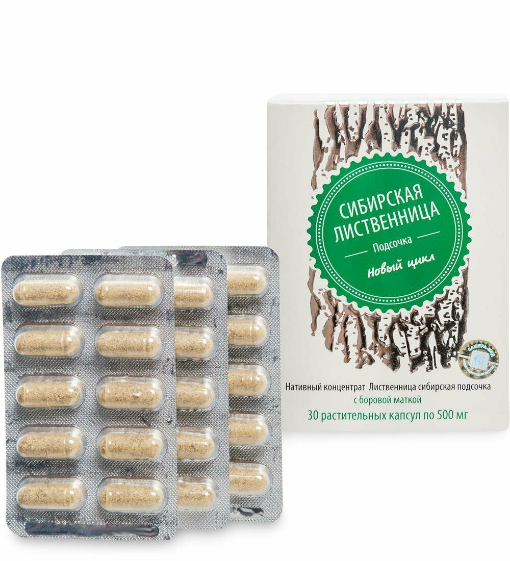Лиственница сибирская подсочка Капсулы с боровой маткой, №30*0,5 г блистер A2132291 Сашера-Мед