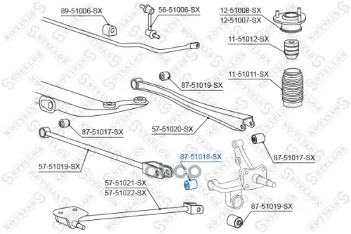 Сайлентблок зад. рычага зад. внутр! Hyundai Coupe 96-00 Stellox арт. 8751018SX