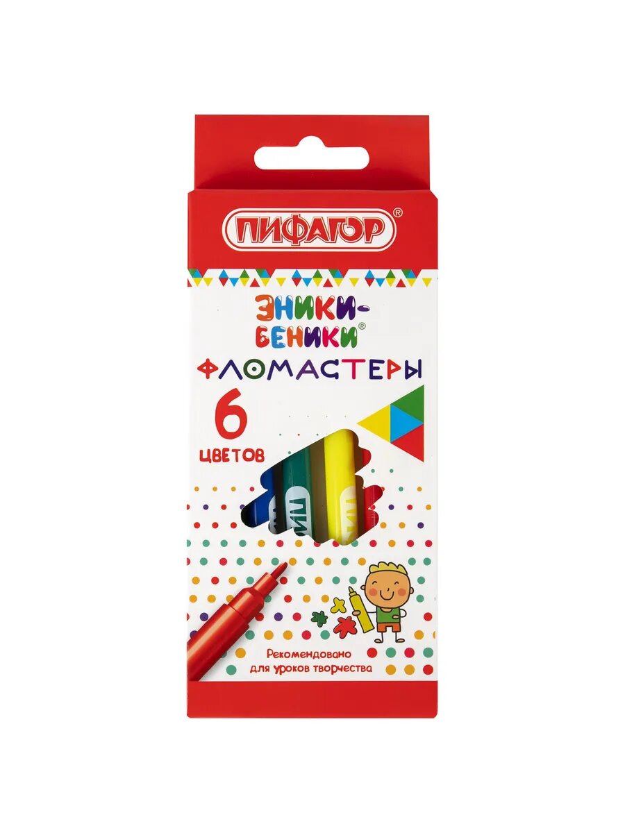 Фломастеры эники-беники 6цв вент колп
