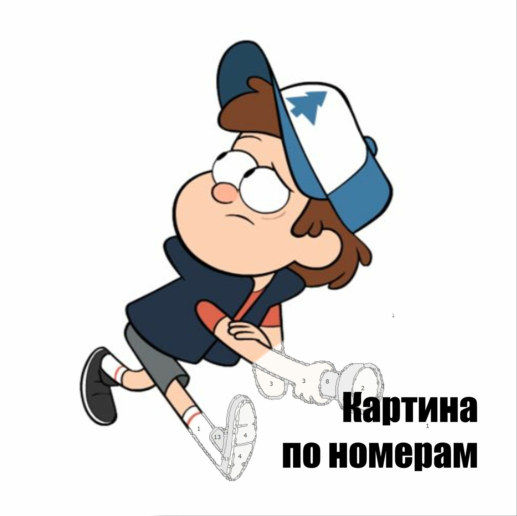 Картина по номерам на дереве 23х23 см - Gravity Falls - Диппер с фонариком
