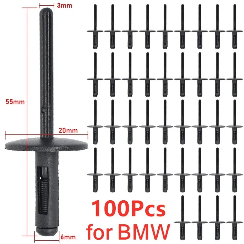 Пластиковые заклепки для бампера BMW X1 X3 X5 100pcs
