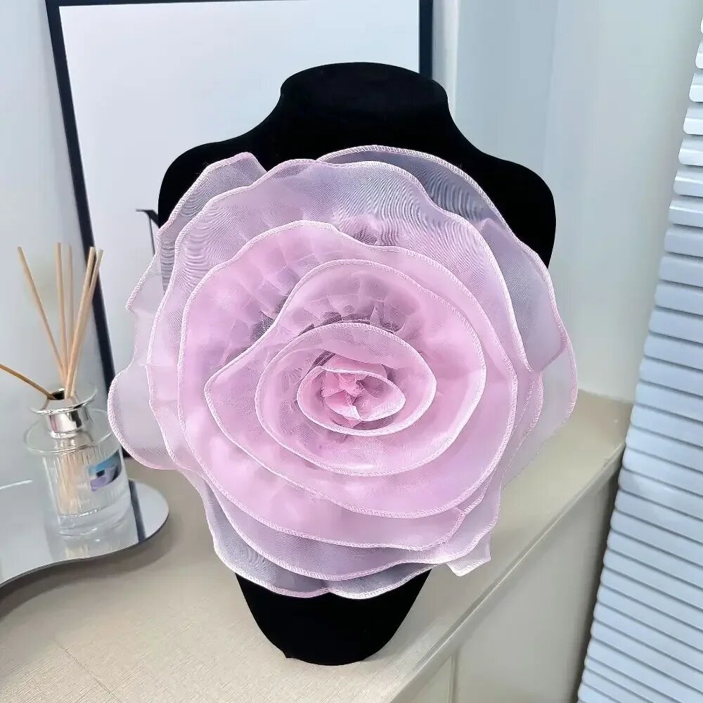 3D цветочная нашивка из органзы 27 см