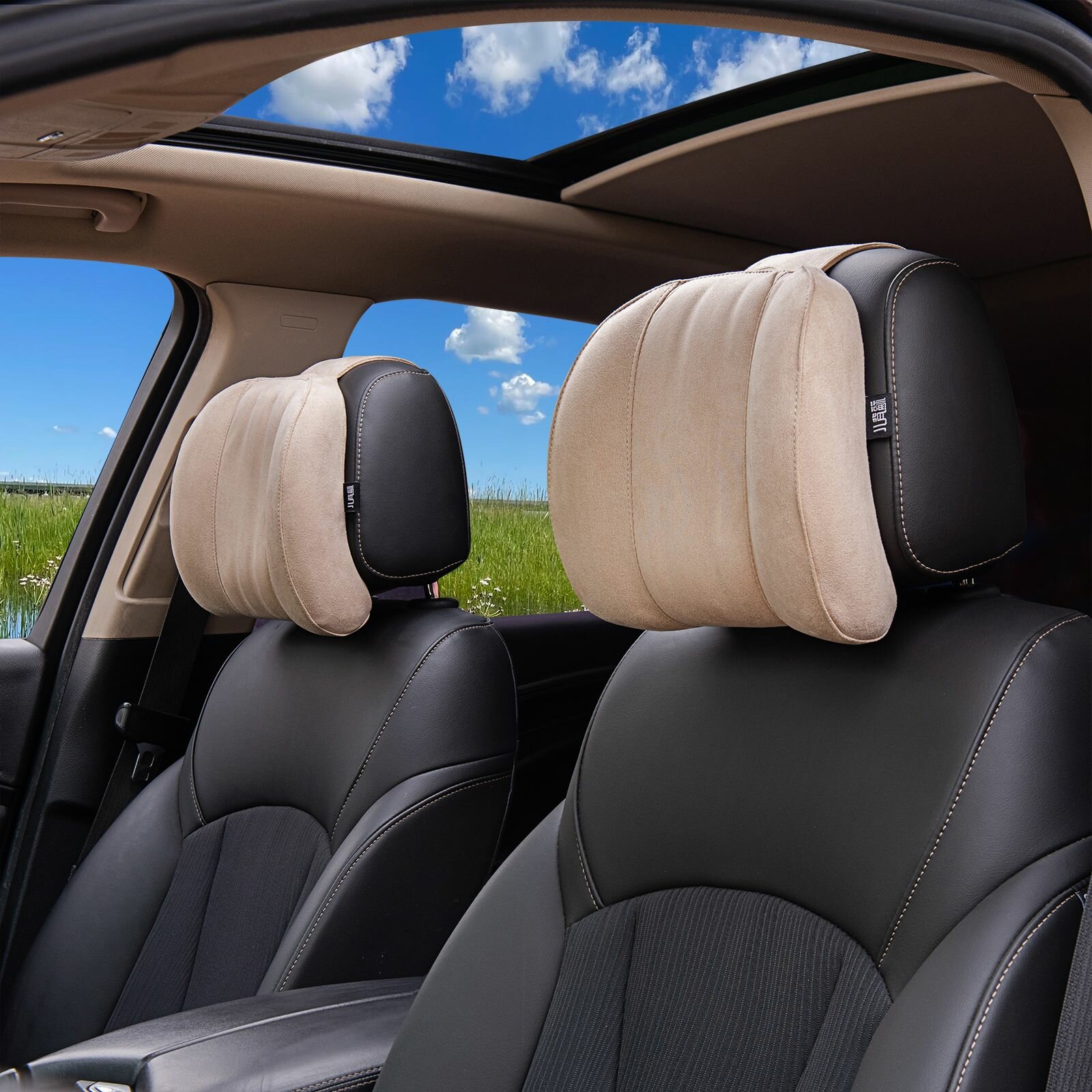 Подушка для шеи Forbell, для водителей, замшевая, бежевая, 2 шт