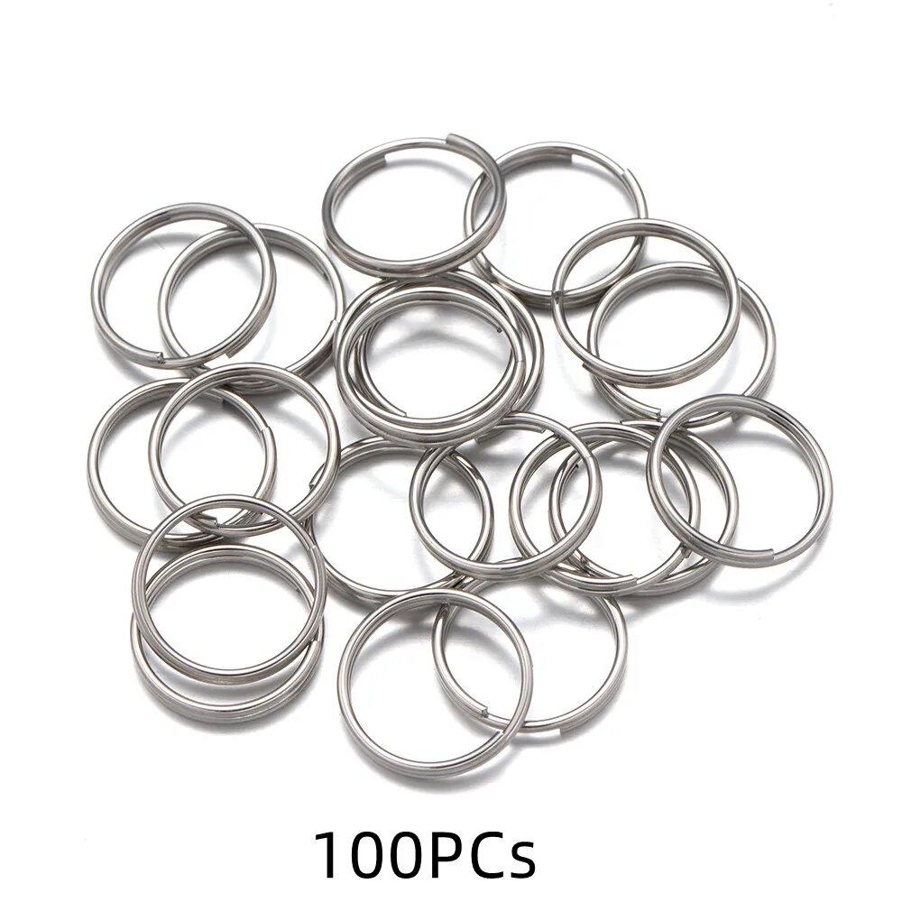 Двойные колечки для ключей из нержавеющей стали 50/100 шт. 0.6X5mm, Silver