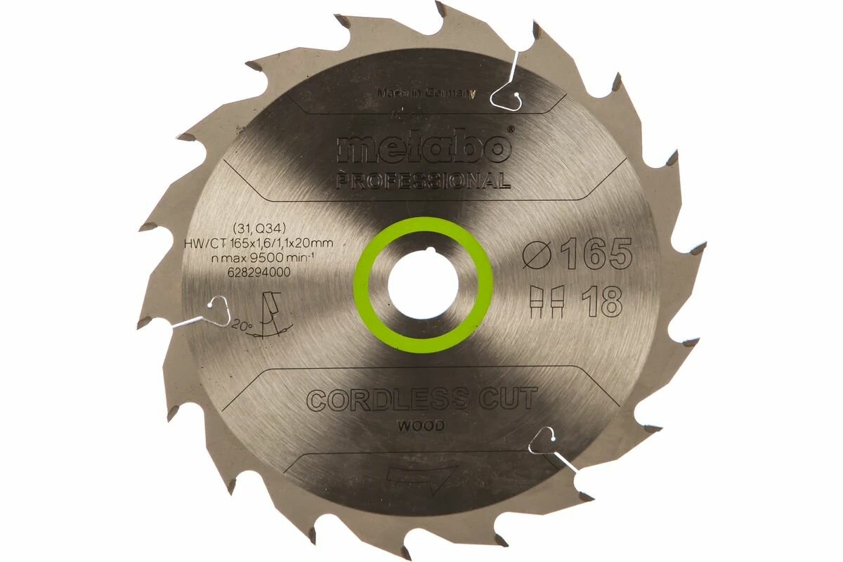 Диск пильный Metabo CordlessCutProf (165x20 мм; 18WZ) Metabo 628294000