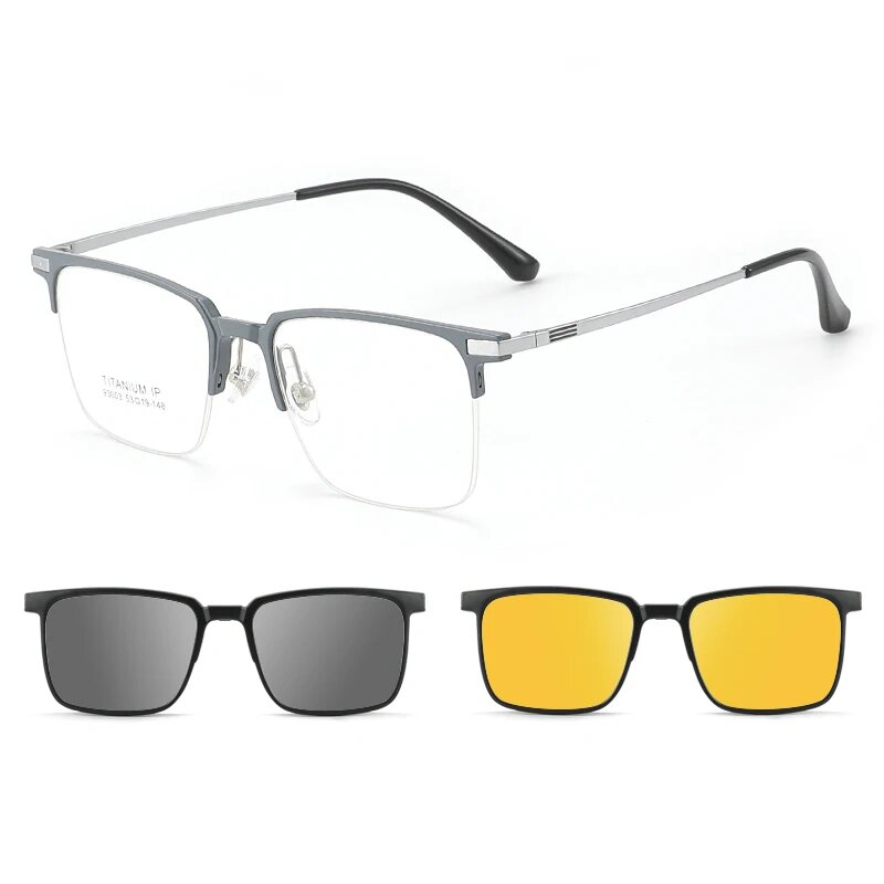 Gmei Optical 3 в 1 очки из титана C4 Grey Silver