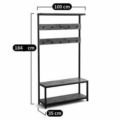 Прихожая универсальная LOFT DESIGN / металл и массив дуба / 184х 100х35 см/ — фото 1