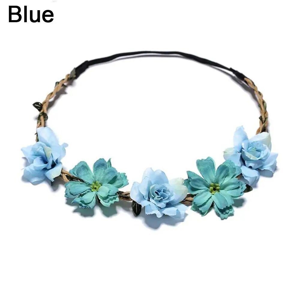 Женская цветочная корона, розового цвета type1-blue