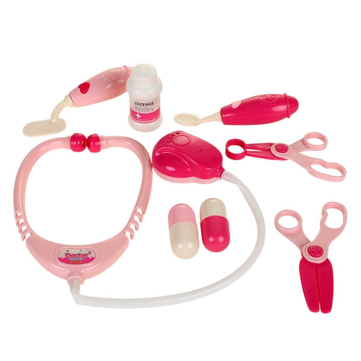 Игровой набор доктора, 8 предметов, розовый, для развития навыков заботы