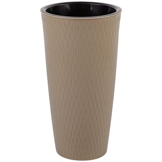 Кашпо EL Casa "Керама" 25,5*25,5*48,5 см 15,5 л, с черным ведром внутри (640517 Elan)