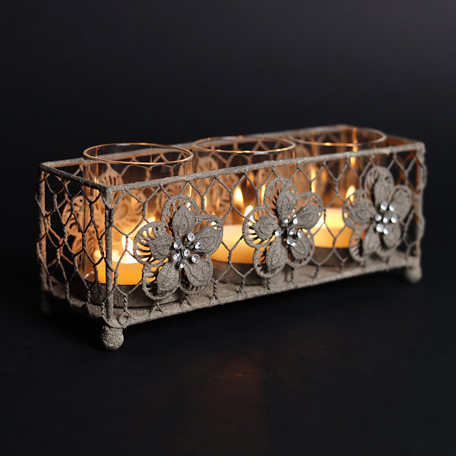 Подсвечник винтажный Цветы 17*7*8 см, Kaemingk (Кейминг), 380297