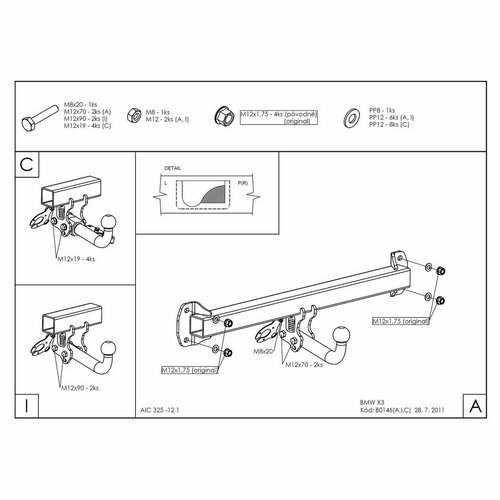 Фаркоп оцинкованный BMW X3 E83 2004-2010 быстросъемное крепление шара GALIA B014C