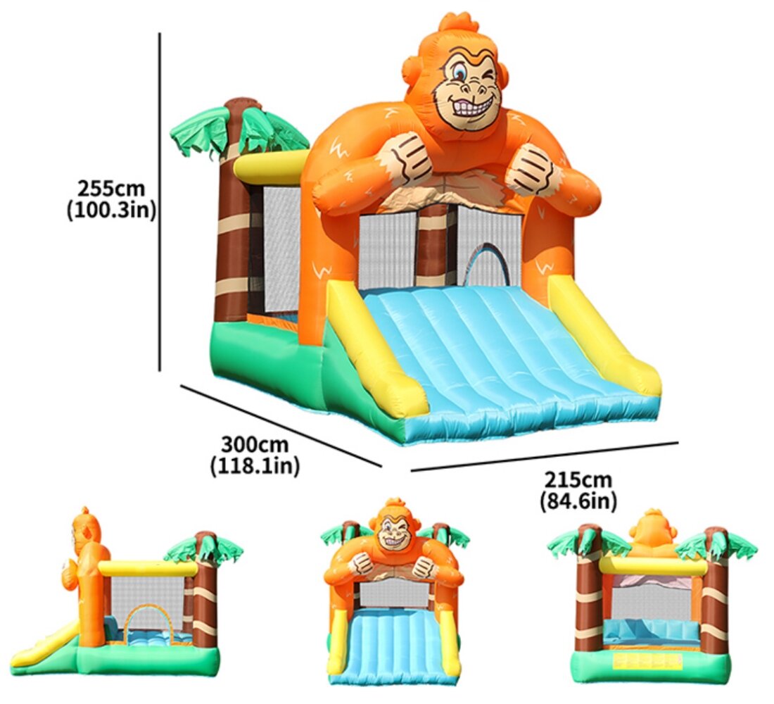 Детский надувной замок с горкой и батутом, Надувная складная игровая площадка
