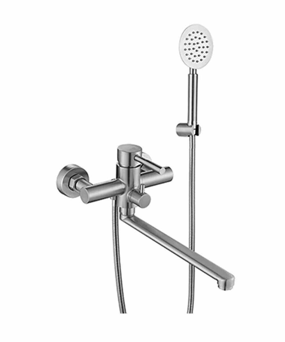 Смеситель для ванны и душа из нержавеющей стали с лейкой и шлангом HN23304-G цвет сатин от бренда Hansen