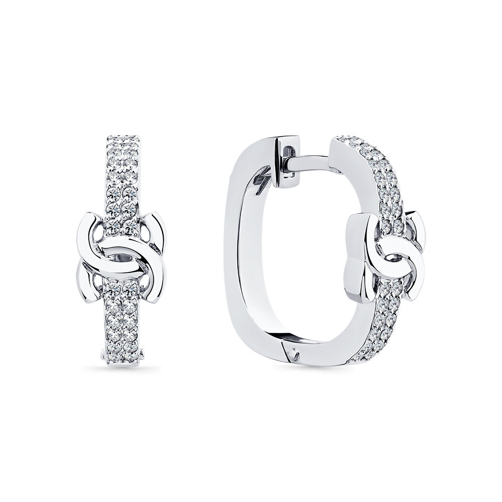Серьги, белое золото, 585 проба, бриллиант