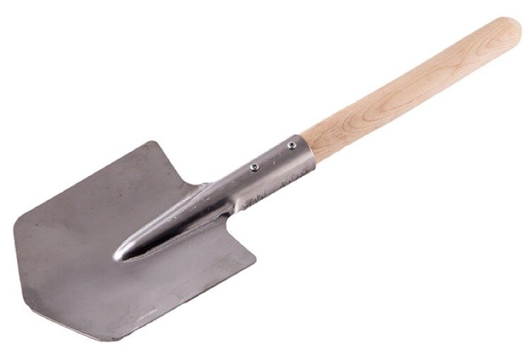 Лопата штыковая Тандем туристическая саперная, с черенком, из стали / садовый инструмент