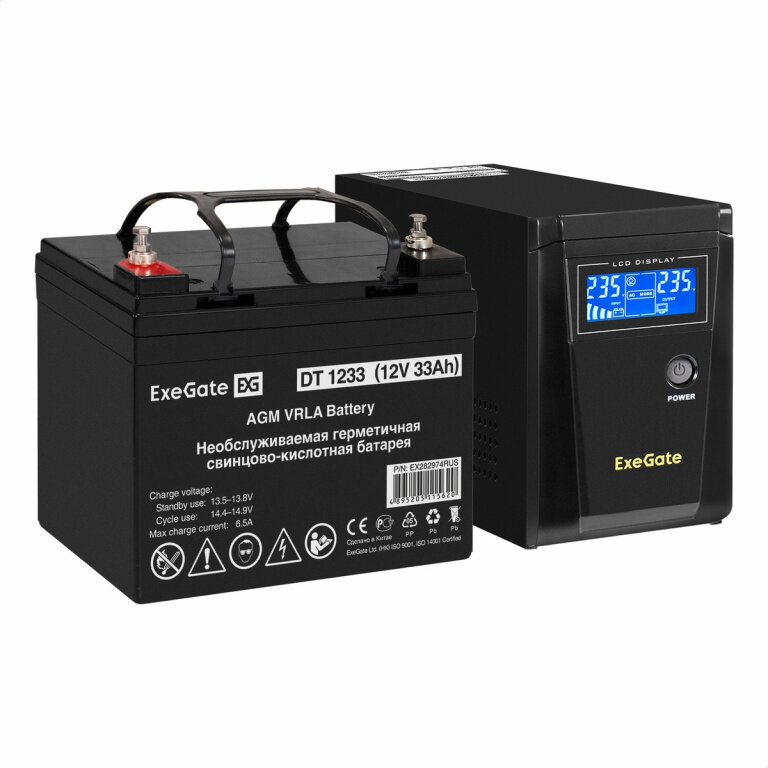 ИБП EX295986RUS + батарея 33Aч EX282974RUS ExeGate SineTower SZ-600. LCD. AVR.1SH