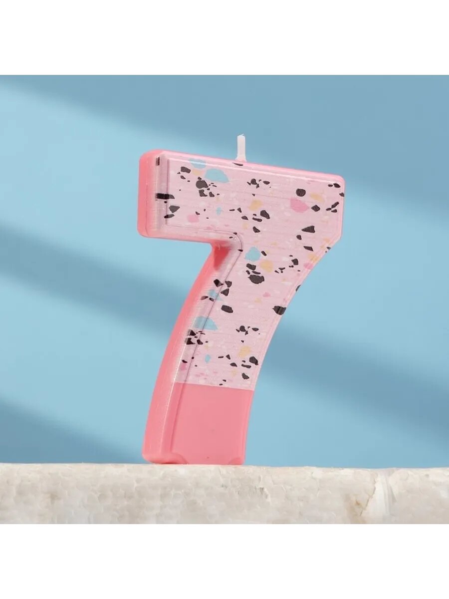 Розовая свеча-цифра 'Мозайка' для торта, цифра 7