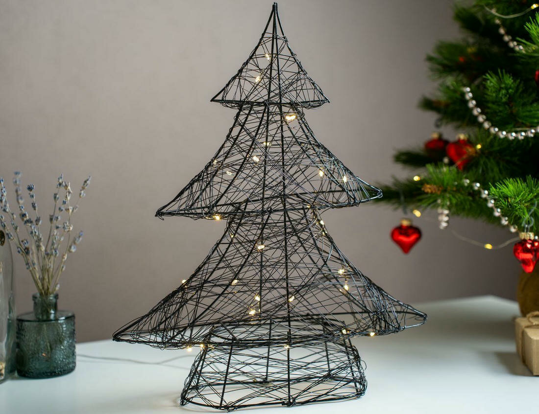 Декоративная светящаяся, металл, 30 тёплых белых LEDогней, 40 см, батарейки, Koopman International