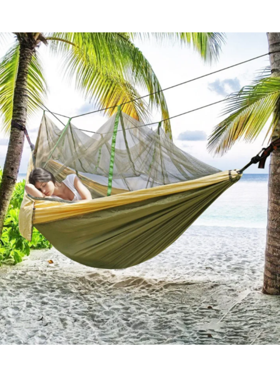 Гамак подвесной / Гамак туристический с москитной сеткой, коричневый